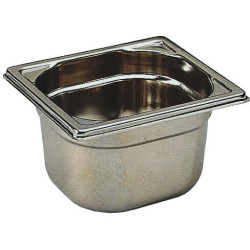 Bac gastronorme plein inox - sans anse - GN 1/6 profondeur 15 cm