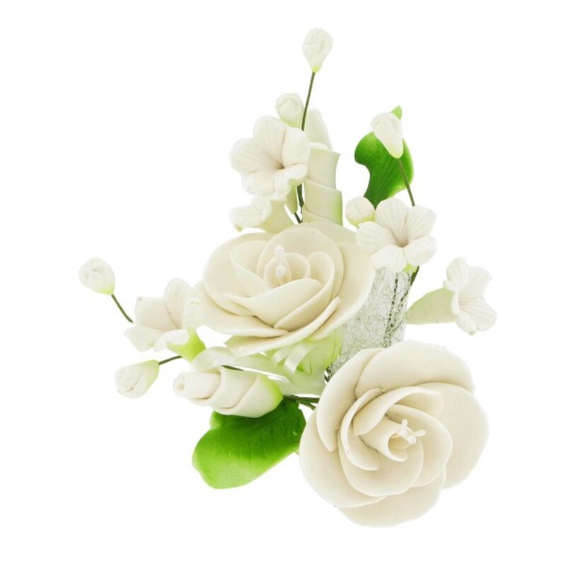Petit bouquet de fleurs pastillage blanc pas cher | Cerf Dellier